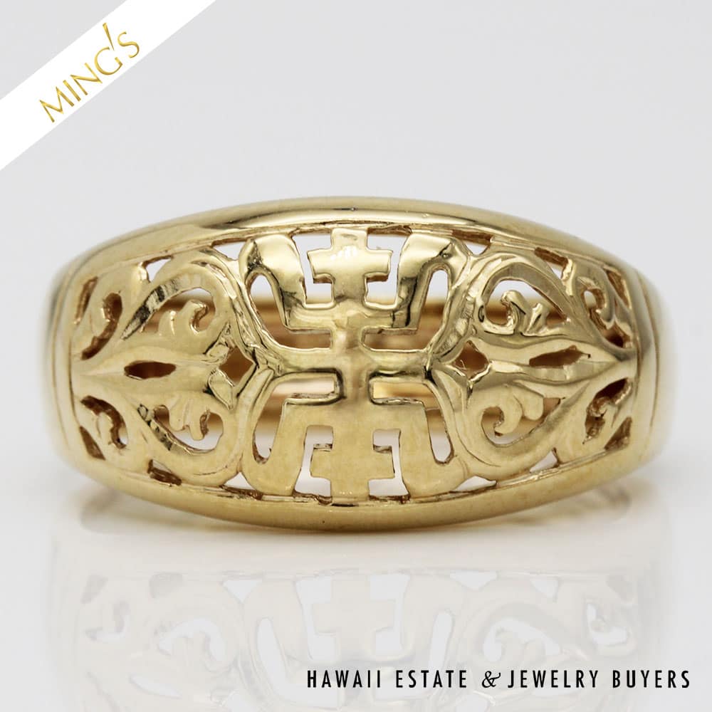 MING'S HAWAII PALE LAVENDER 13MM 14K YELLOW GOLD HINGED BANGLE ...