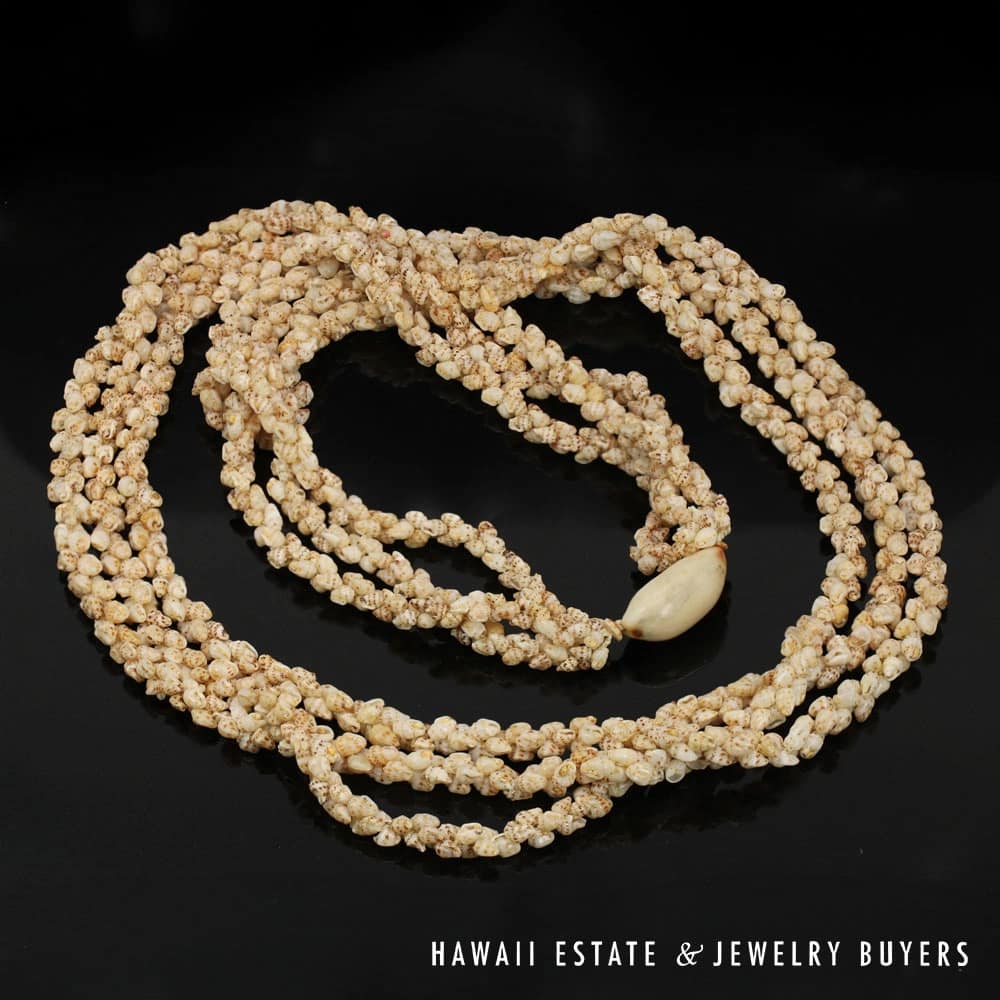 Triple Strand Ni'ihau Shell Lei: 37 inch Pikake Momi Onikiniki - Hawaii ...