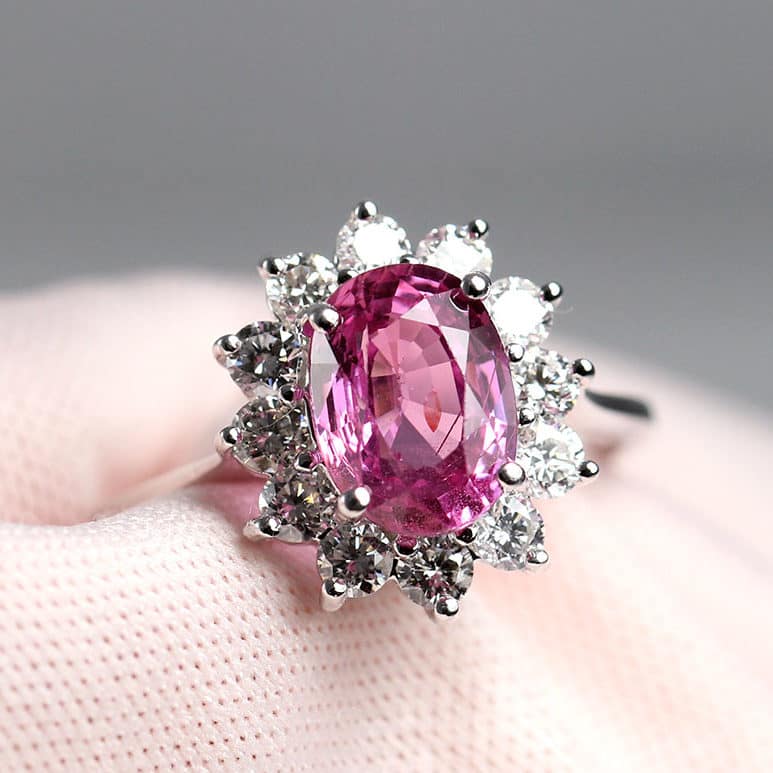 2.72CT Hot Pink Sapphire & Diamond 14K White Gold Ring - Diamond Guy Hawaii