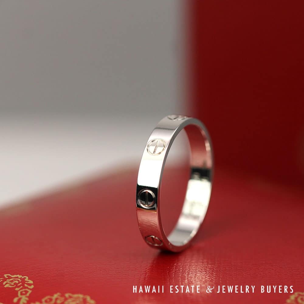 Authentic Cartier Love Ring 18K White Gold 3.5mm Band Size 57 - Diamond ...